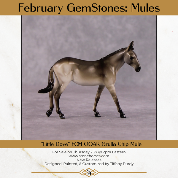 "Little Dove" OOAK Grulla Mule Chip By Tiffany Purdy - GemStone Series - Stone Horses