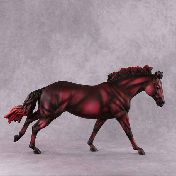 "Red" SAMPLE Maroon Deco Running Stock Horse By Dawn Quick - Stone Horses