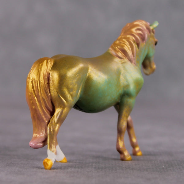 "Hummingbird" OOAK Deco Shimmery Teal, Pink, & Gold Filigree Pony Chip ...