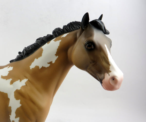 CROW-OOAK BUCKSKIN PAINT ISH MODEL HORSE 12/28 - Stone Horses