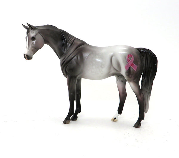 CONQUER - DAPPLE ROSE GREY ARABIAN MODEL HORSE PEBBLES - BREAST CANCER ...
