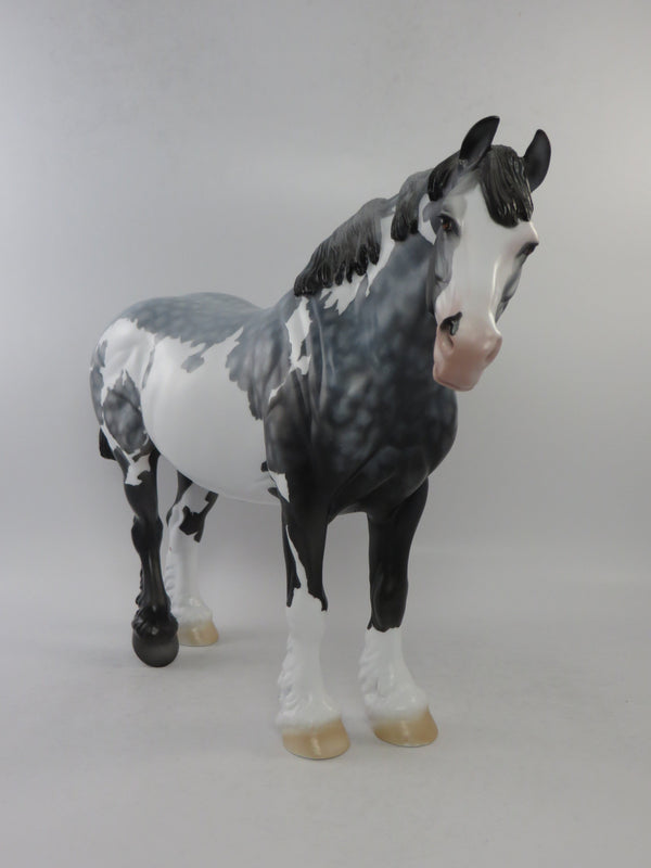 DARA - OOAK STAR DAPPLE GREY OVERO HEAVY DRAFT BUNNY MODEL HORSE BY DA - Stone Horses