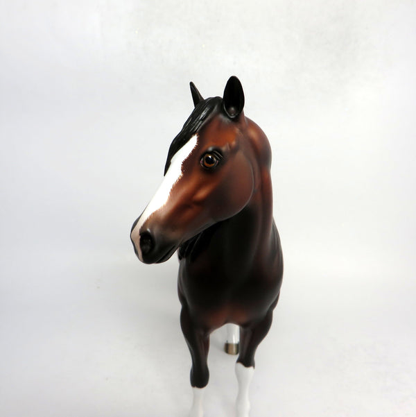 WOLFGANG- OOAK DAPPLED BAY ISH CUSTOM BY SHERLYL LEISURE - Stone Horses